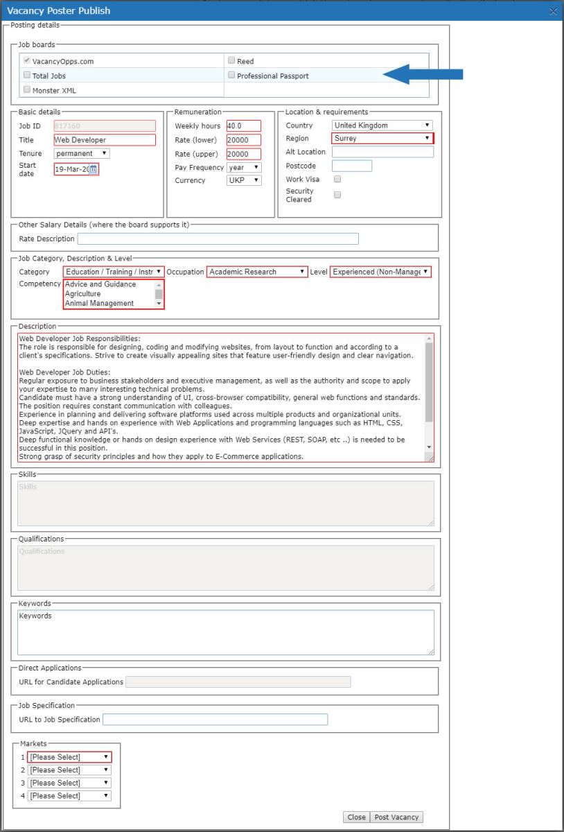 Using ChiPoster to Post Jobs to External Job Boards