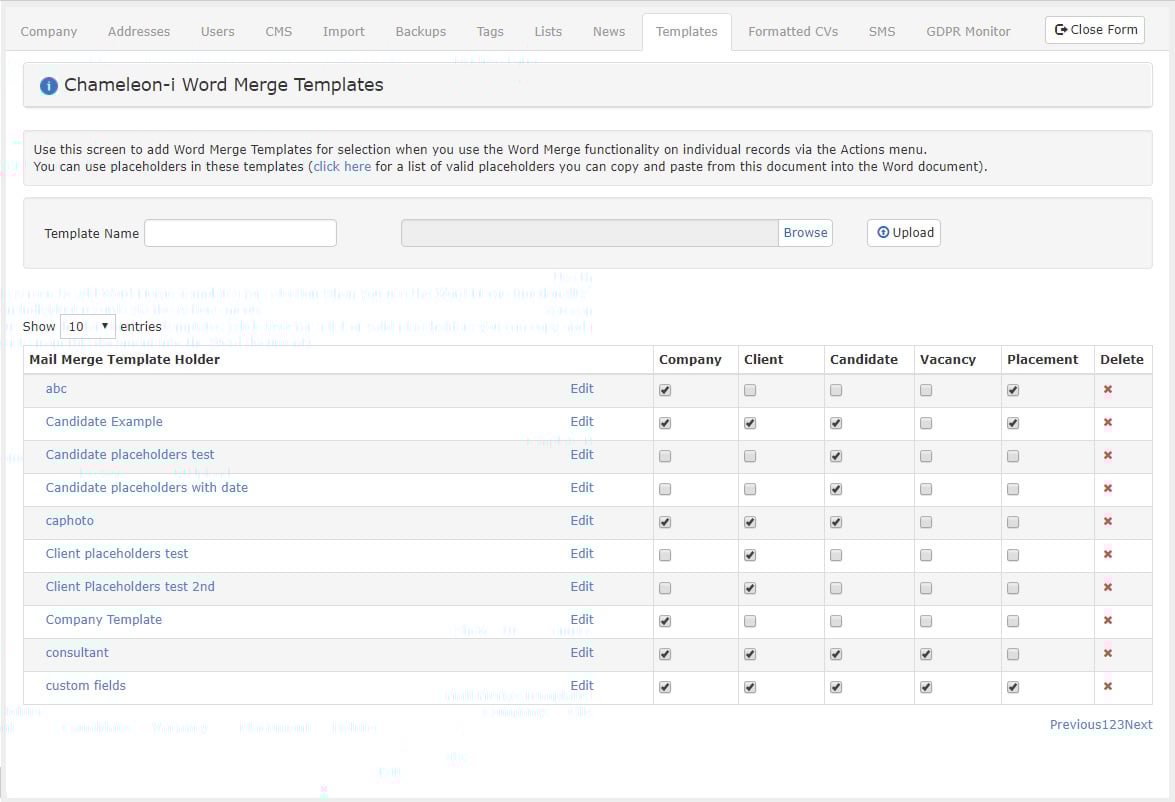 Word Merge Processor Templates